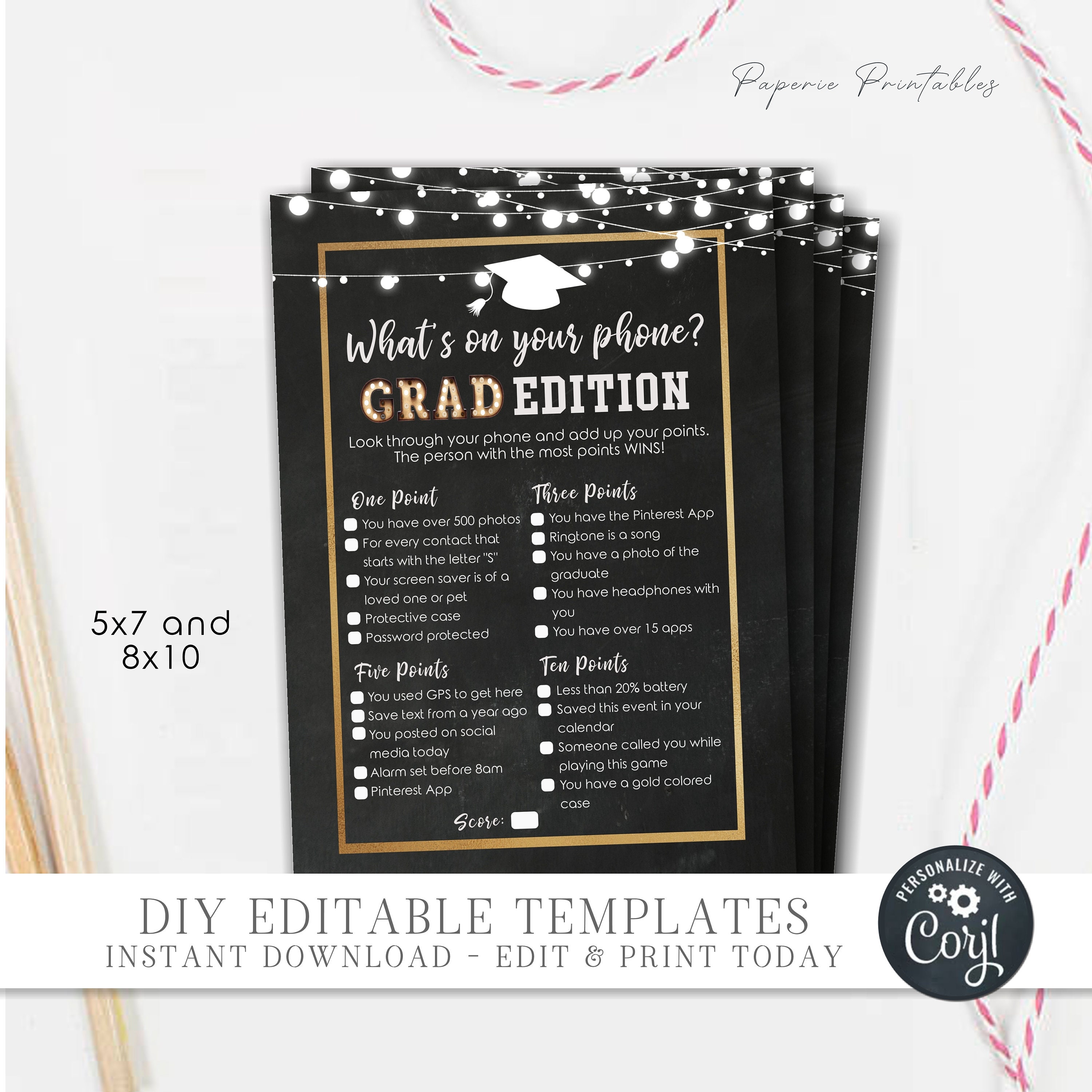 Editable What's on Your Phone Graduation Party Game | Etsy