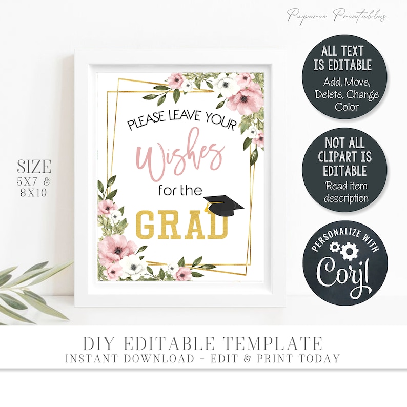 EDITABLE Graduation Party Signs Class of 2022 Graduation - Etsy