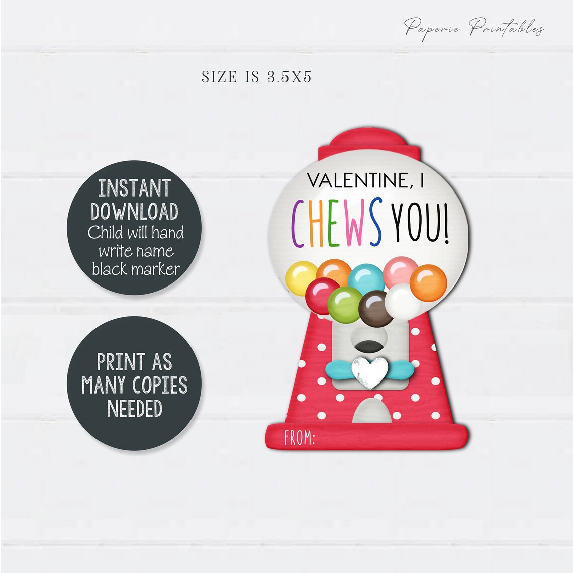 Gumball Valentine Cards Kids Valentine Cards Gumball - Etsy