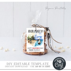 EDITABLE Pirate Valentine Cards, Kid Valentine Cards, School Valentine ...