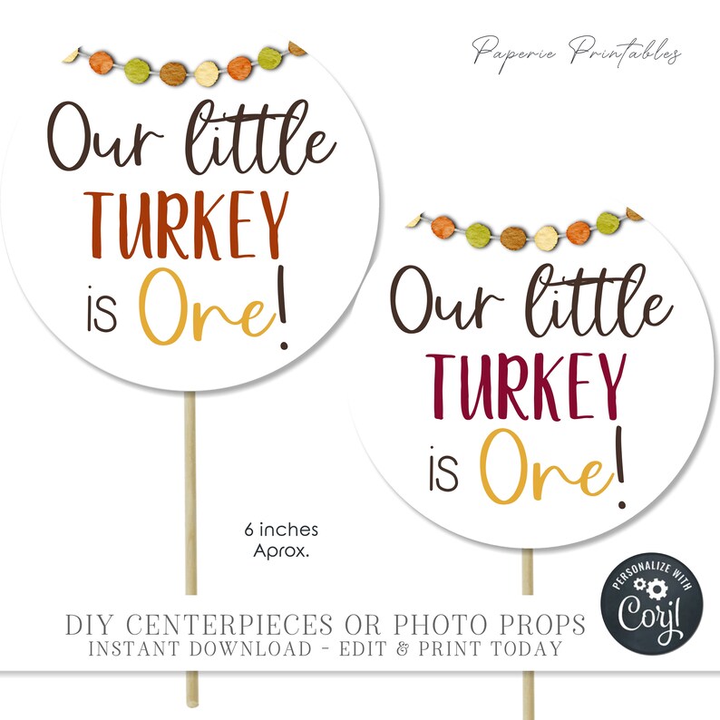 EDITABLE Turkey Birthday Party Decorations Turkey Birthday - Etsy