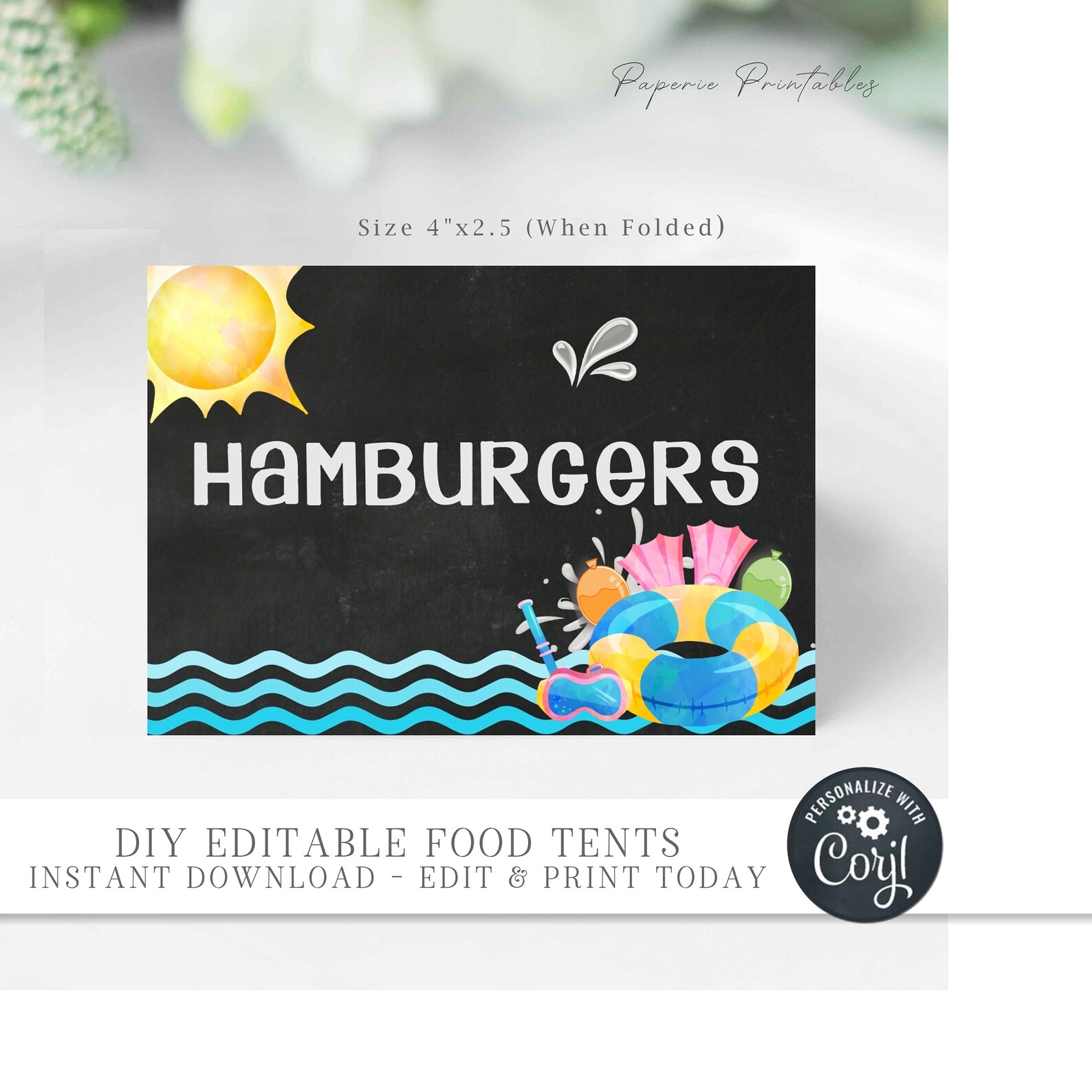 EDITABLE Pool Party Birthday Party Food Tent Labels DIY Food - Etsy