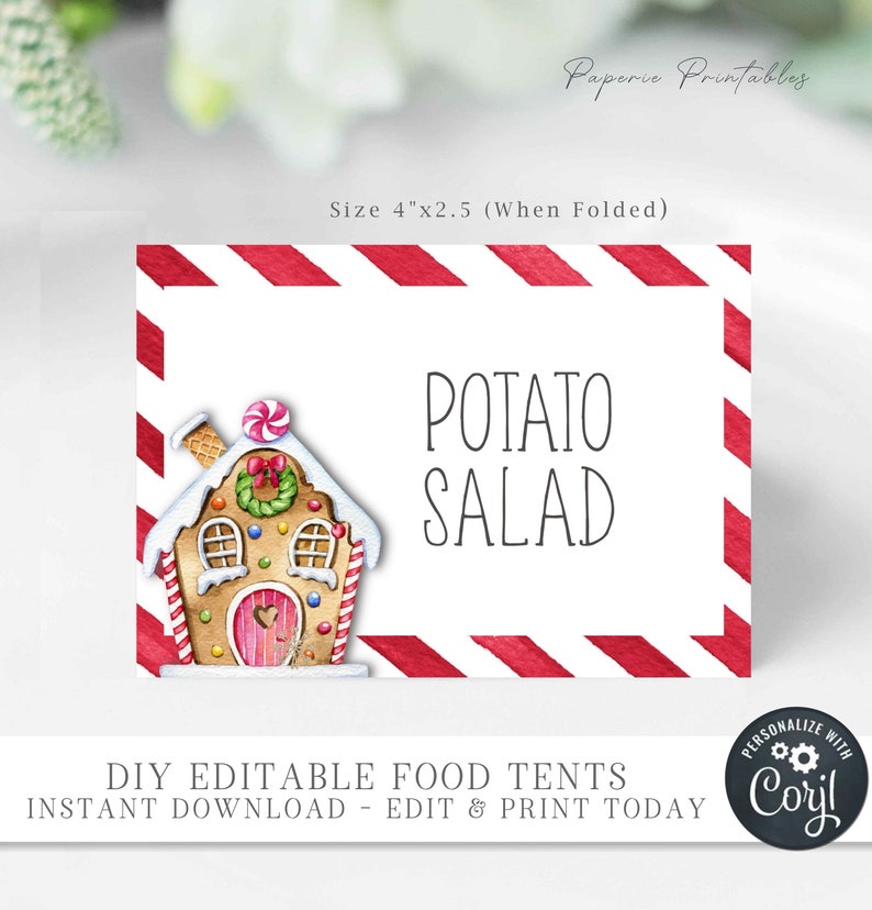 Editable Gingerbread Party Food Labels: Printable Christmas Decor (DIY ...