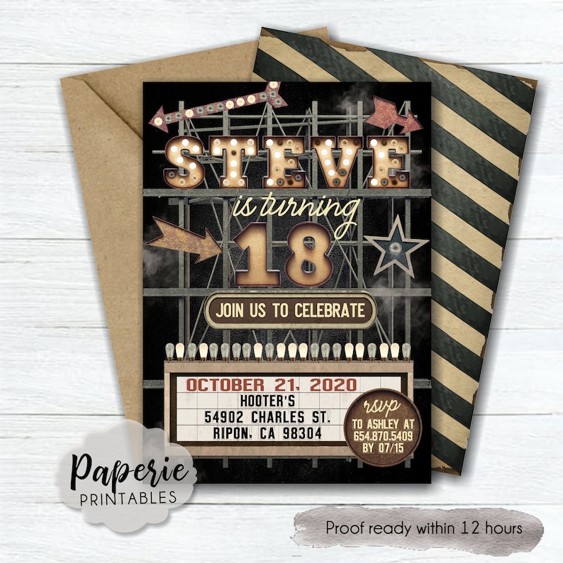Masculine Birthday Party Invitation Mens Birthday Invitation | Etsy