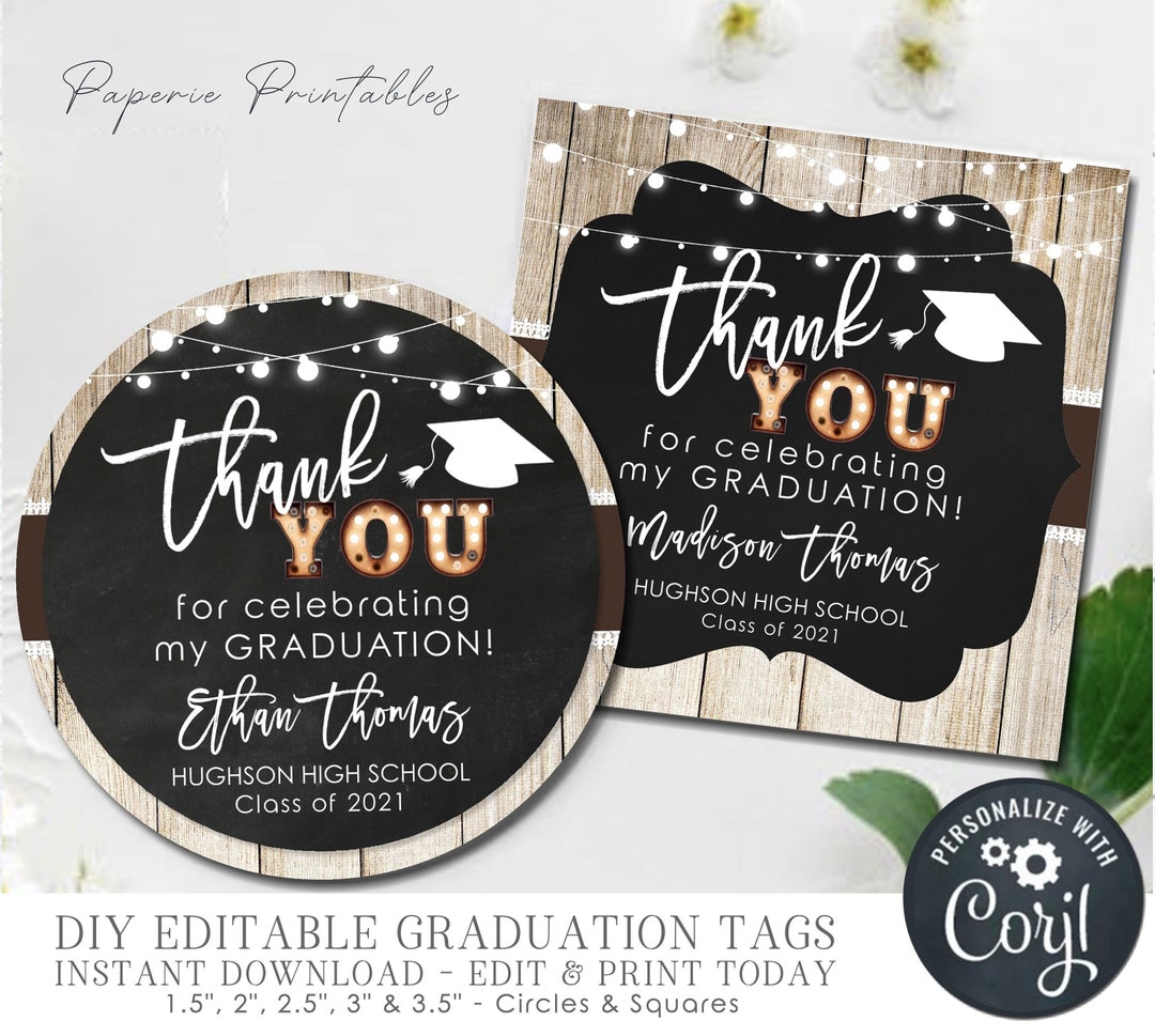 EDITABLE Graduation Gift Tags - Graduation Tags - Graduation Circle ...