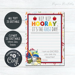 EDITABLE First Day of School Teacher Gift Card, Back to School Teacher ...