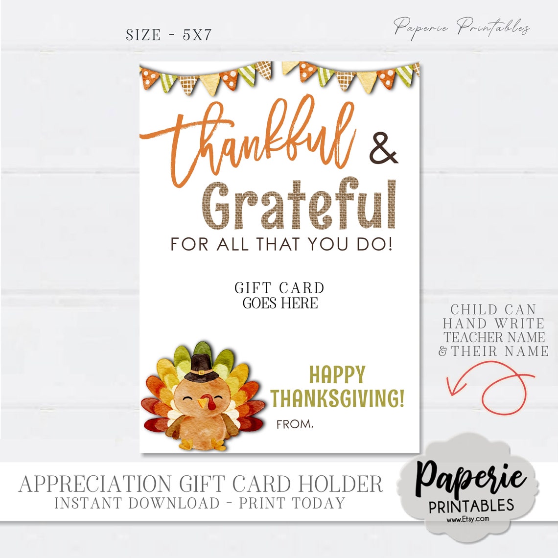 EDITABLE Thanksgiving Gift Card Holder Thanksgiving Thanks a - Etsy