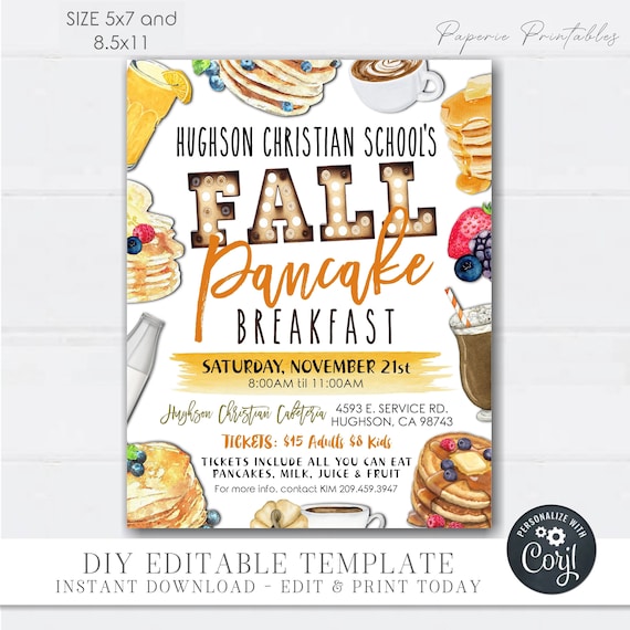 Pancake Breakfast Fundraiser Flyer Template
