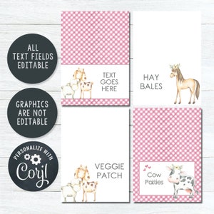 Farm Food Label Tent Cards: Editable Barnyard Theme (digital Download ...