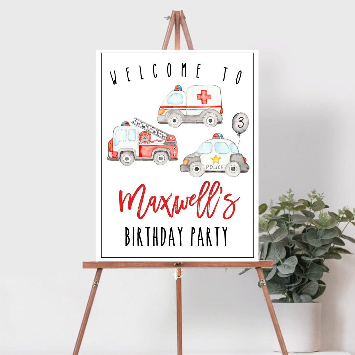 Editable First Responders Birthday Party Welcome Sign First - Etsy