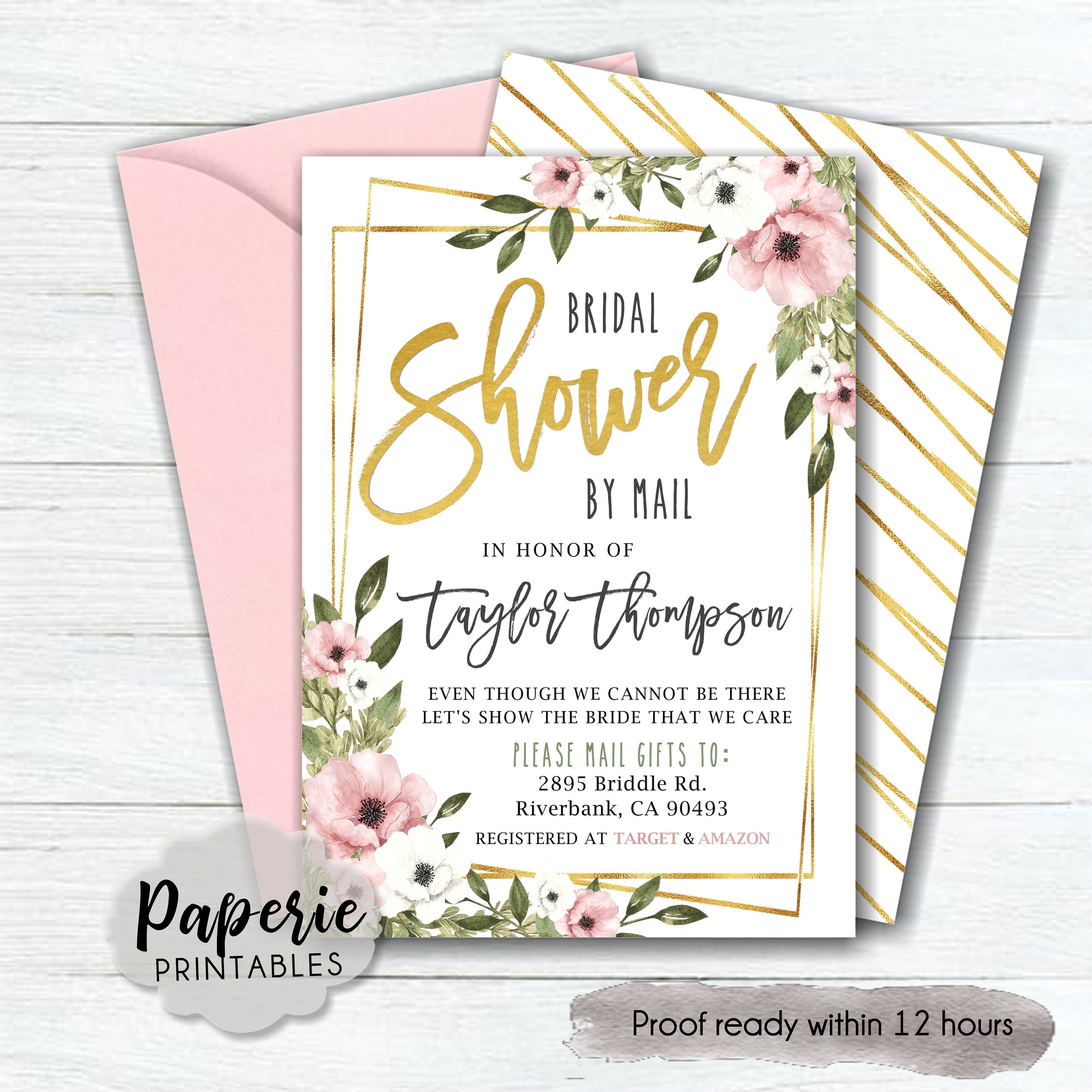 Bridal Shower by Mail Invitation Long Distance Bridal Shower - Etsy