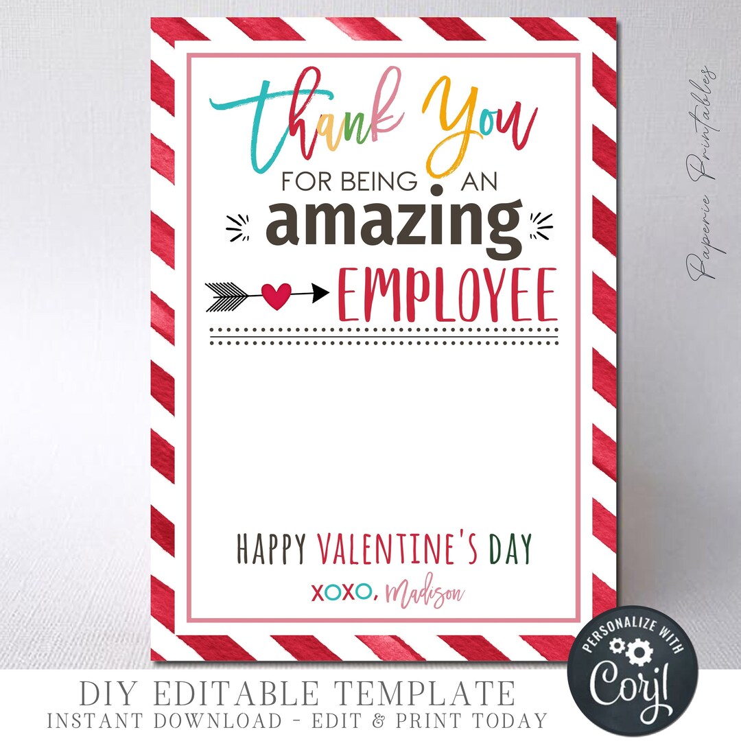 Employee Valentine Gift Card Holder: Editable Template (digital ...