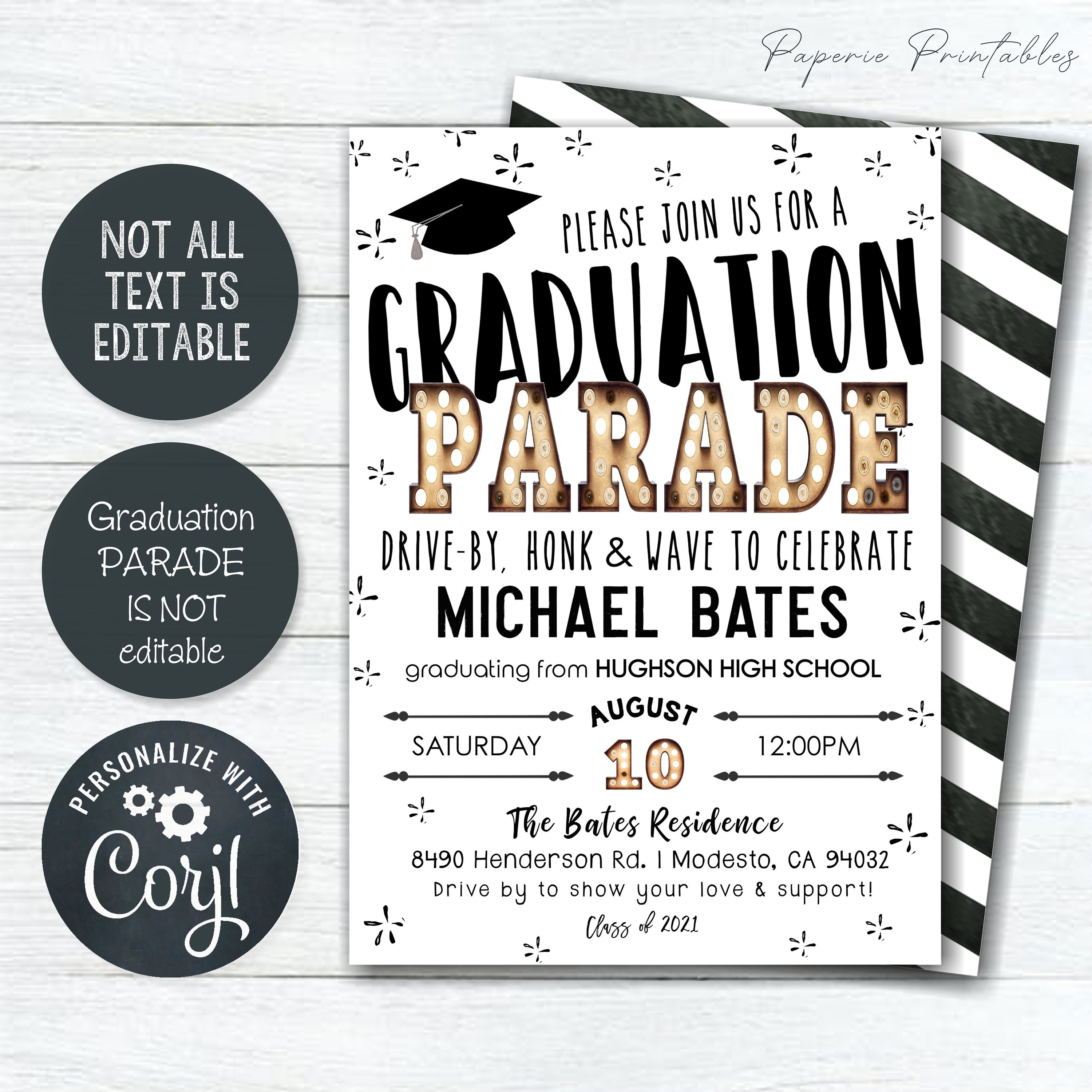 EDITABLE Graduation Parade Invitation Drive by Graduation - Etsy