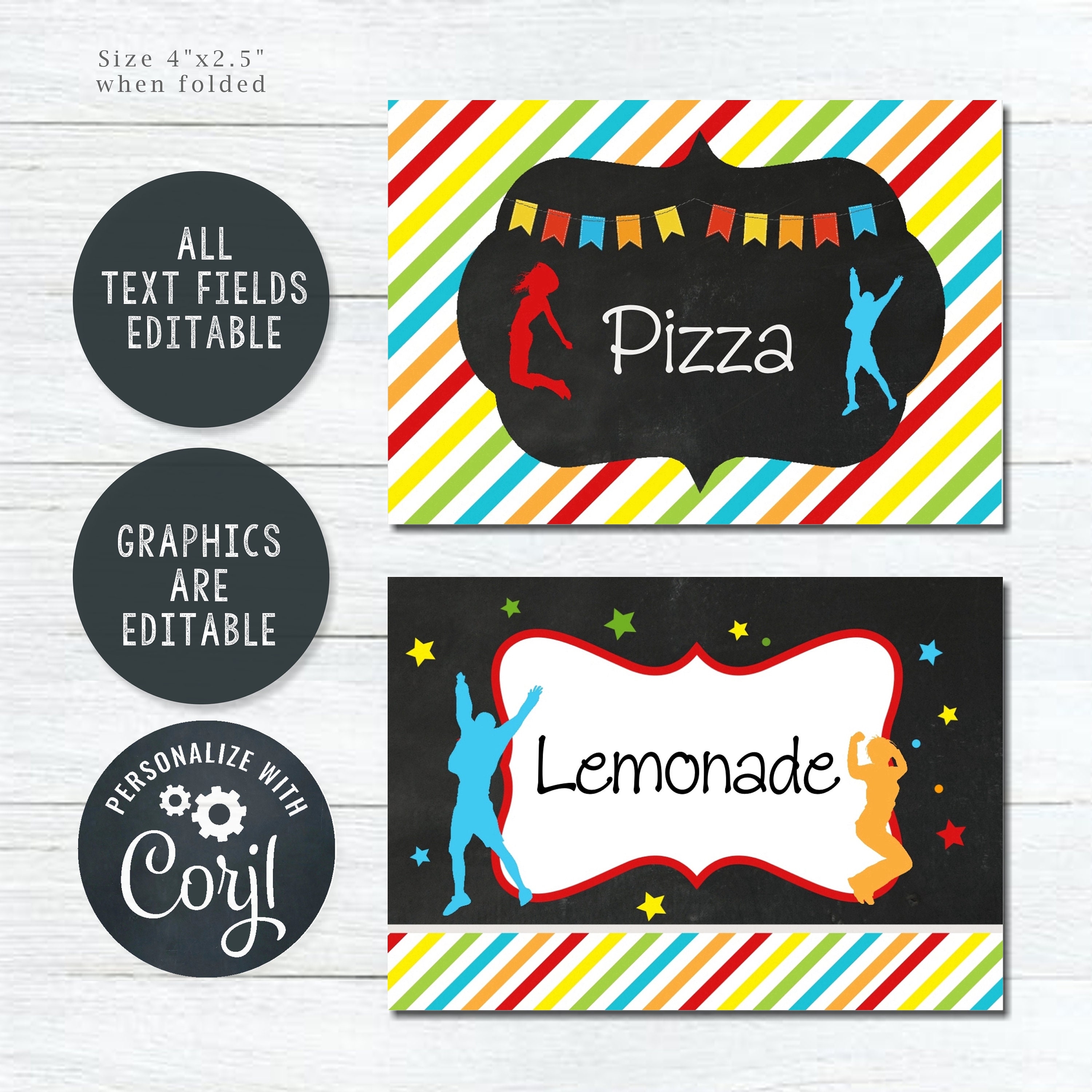 EDITABLE Let's Jump Food Label Tent Card Let's Jump - Etsy