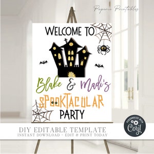 Editable Halloween Birthday Party Welcome Sign, DIY Halloween Party ...