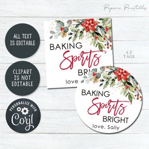 Editable Baking Spirits Bright Tag, Baking Spirits Bright Gift Tag ...