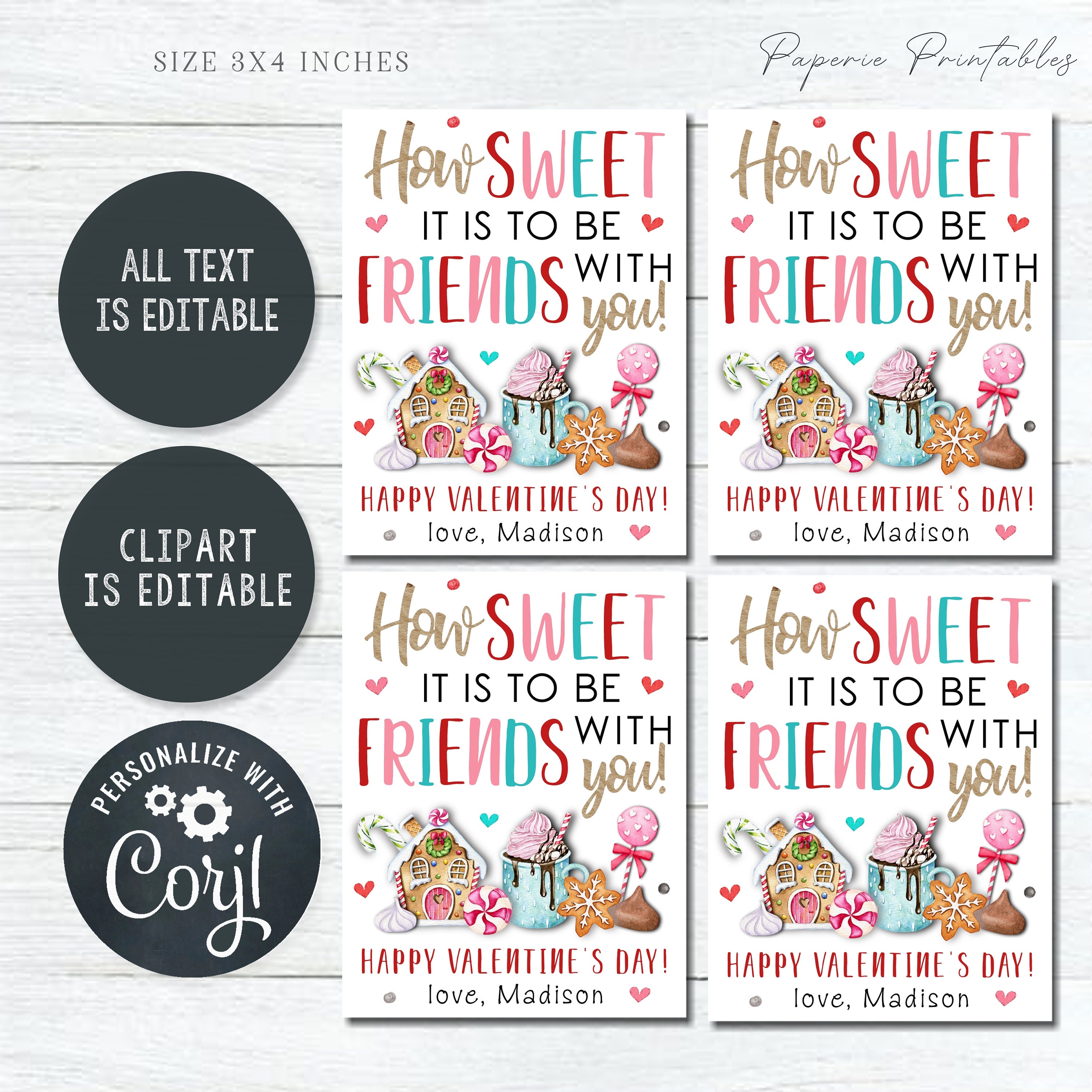 Editable Valentine's Day Sweet Treats Tag: DIY Corjl Template (digital ...