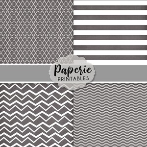 Gray & White Pattern Digital Paper - 12x12 Digital Scrapbooking Paper ...