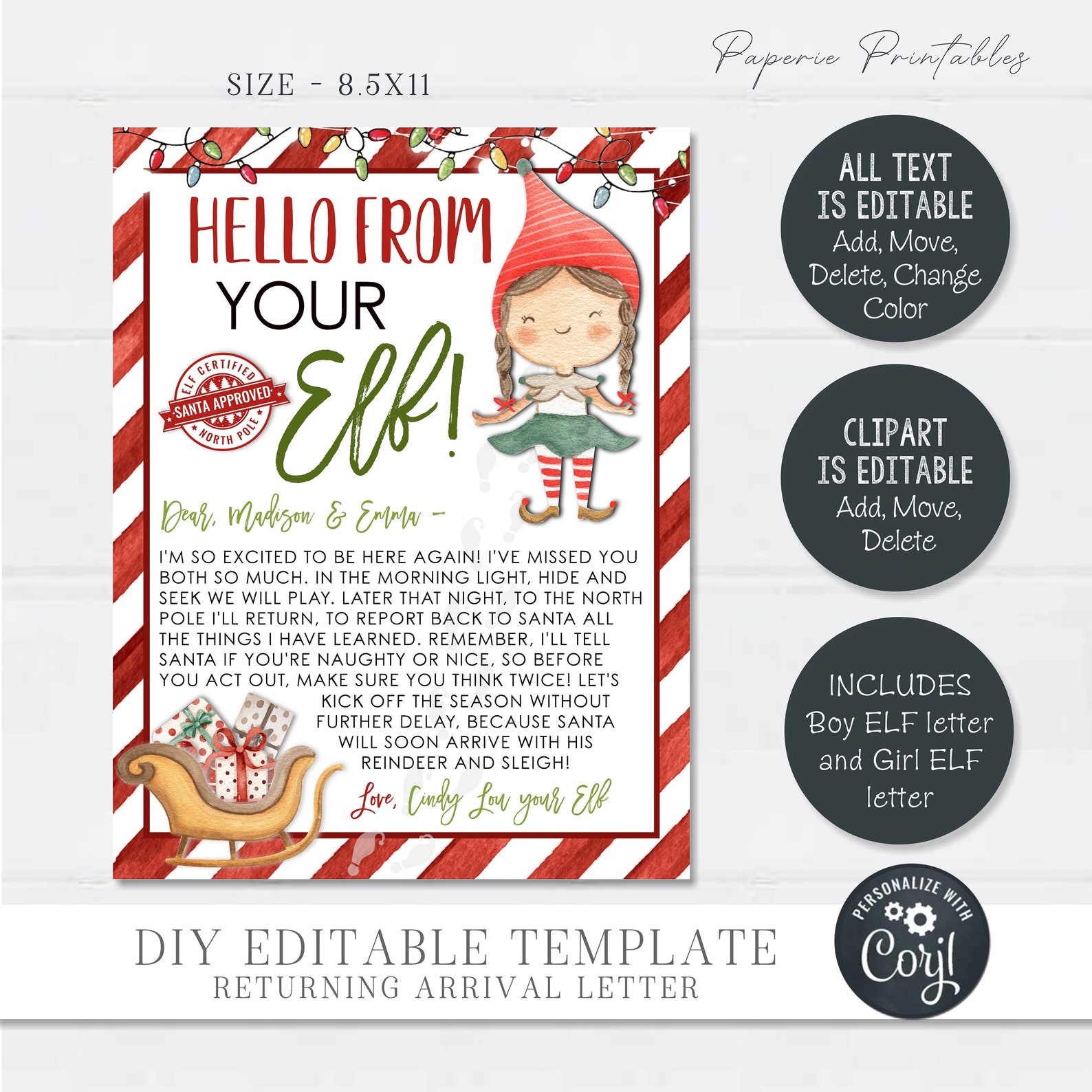EDITABLE Elf Arrival Letter Printable Elf Letter Returning | Etsy