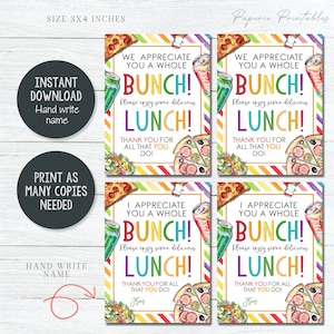 Pizza Lunch Teacher Appreciation Gift Tag: Editable Printable (DIY) # ...