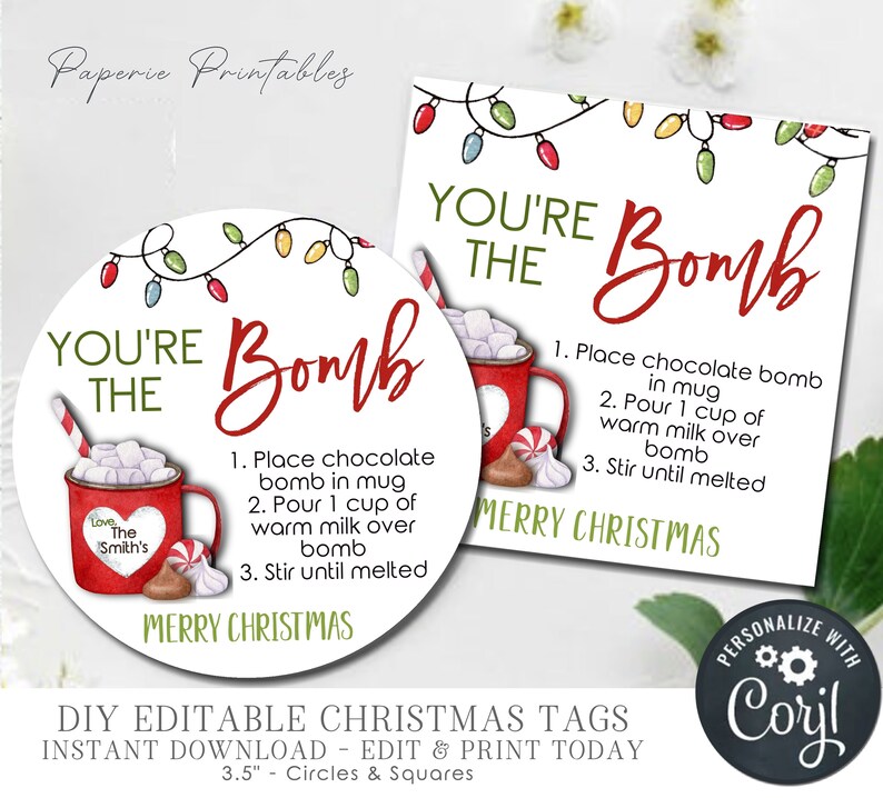 Editable Christmas You're the Bomb Gift Tag Christmas Hot | Etsy