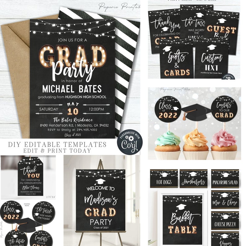 EDITABLE Graduation Decorations 2023 Bundle Graduation - Etsy