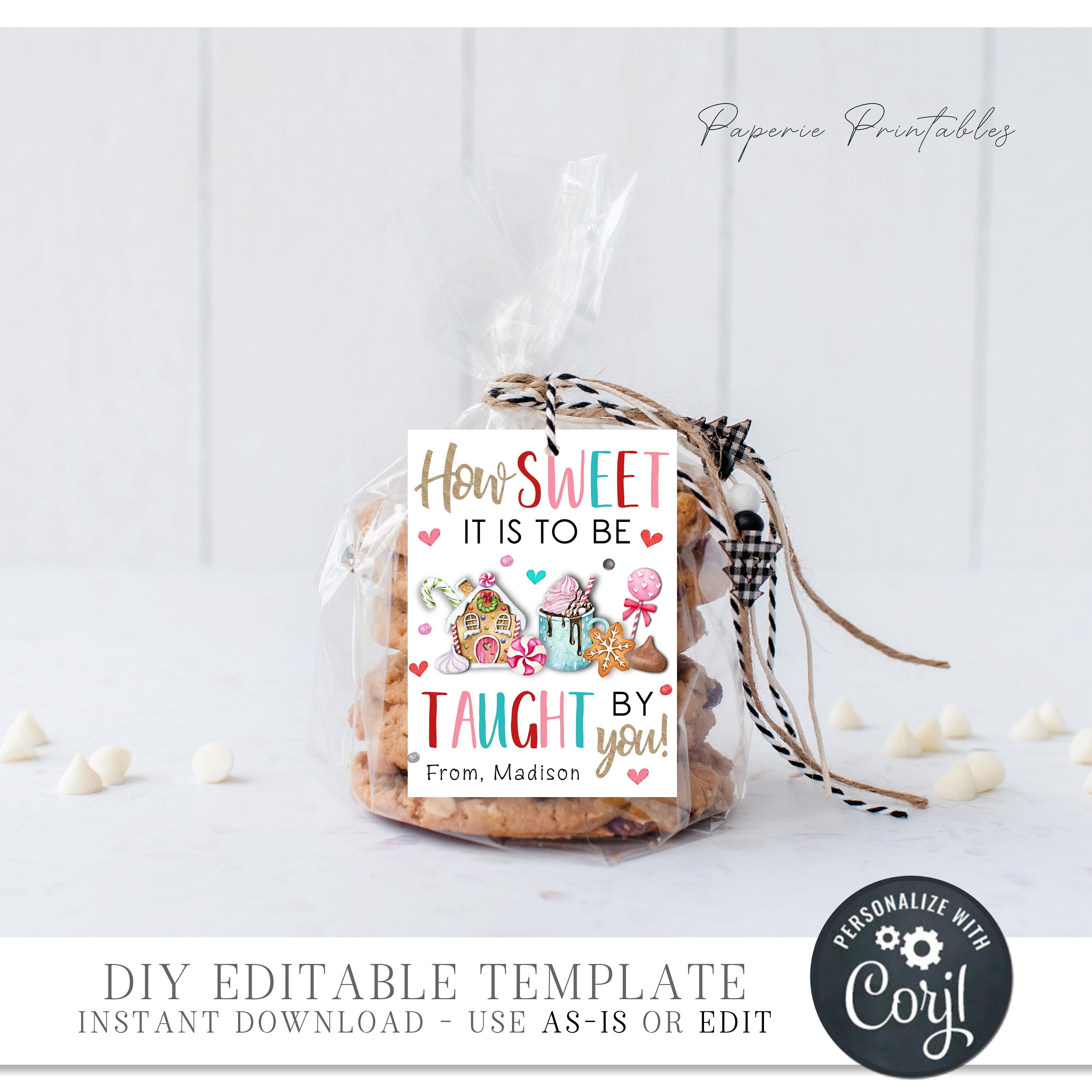 EDITABLE Teacher Valentine's Day Tags Valentine's Day - Etsy