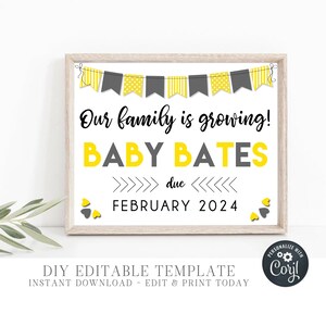 Editable Our Family is Growing Pregnancy Announcement Sign, New Baby ...