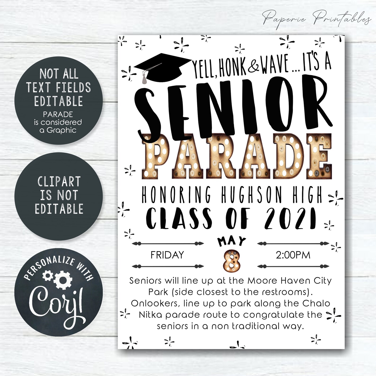 EDITABLE School Graduation Parade Flyer Drive by Graduation - Etsy