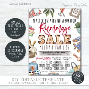 EDITABLE Yard Sale Flyer, Garage Sale Flyer, Rummage Sale Flyer, Yard ...