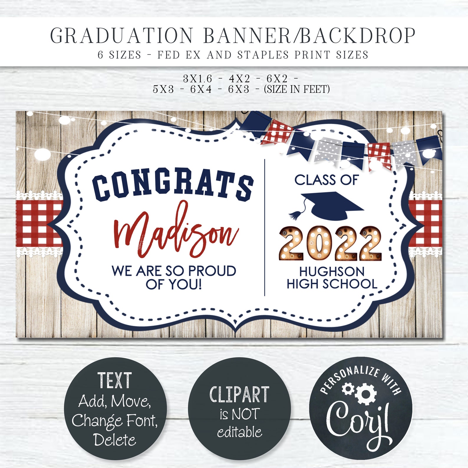EDITABLE Graduation Backdrop Graduation Banner Class of 2022 - Etsy