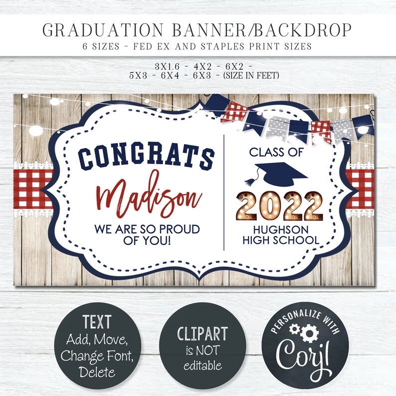 EDITABLE Graduation Backdrop Graduation Banner Class of 2022 - Etsy