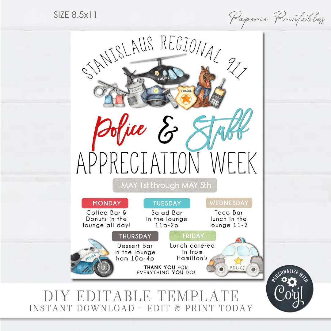 EDITABLE Police Appreciation Week Flyer, Police and Staff Appreciation ...