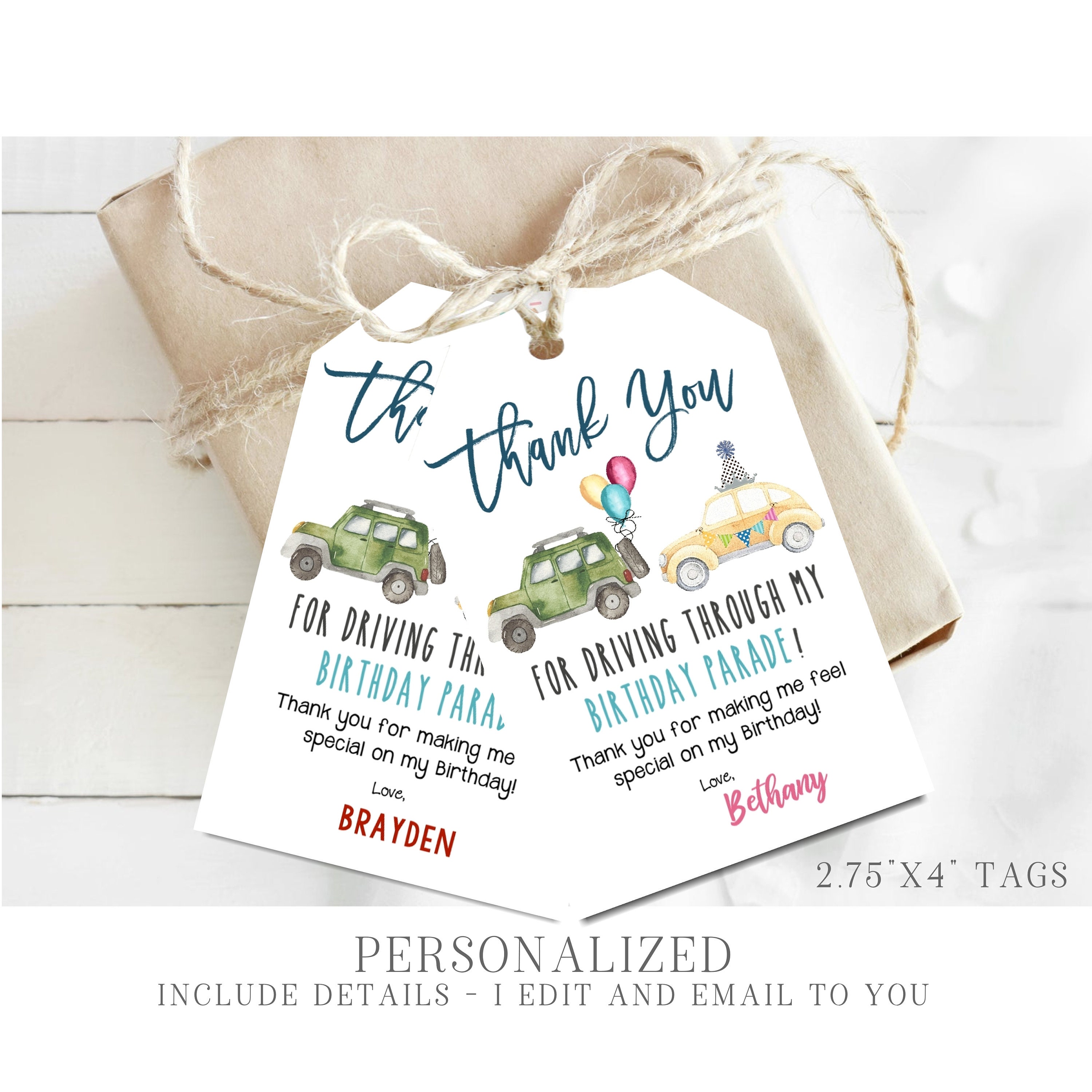 Drive by Birthday Party Favor Tags Drive by Parade Party | Etsy
