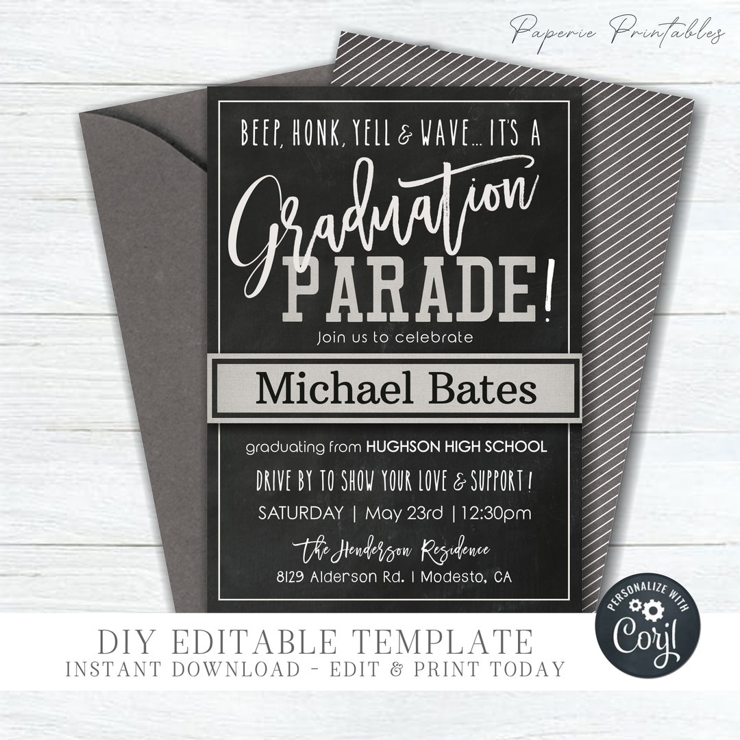 EDITABLE Graduation Parade Invitation Drive by Graduation - Etsy