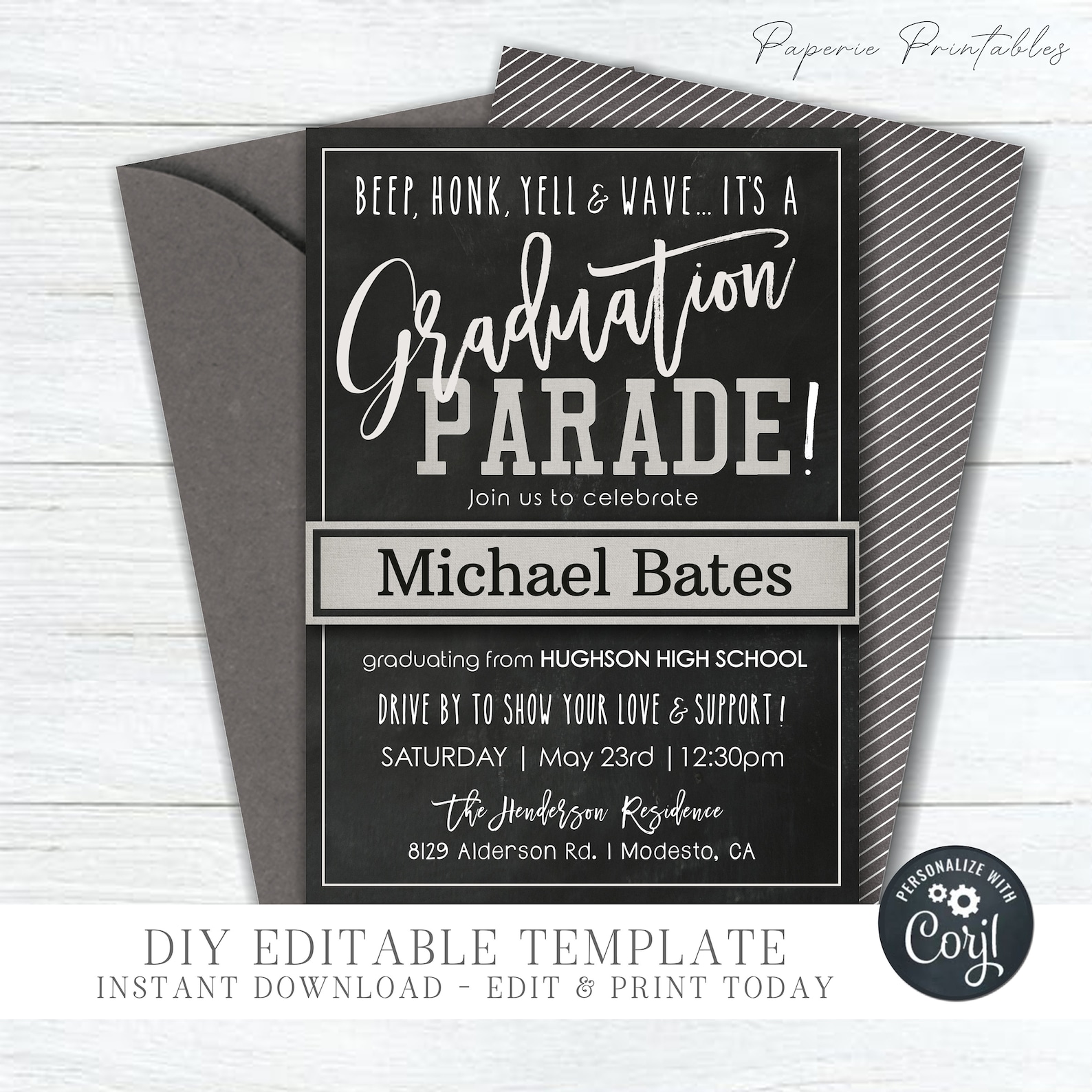 EDITABLE Graduation Parade Invitation Drive by Graduation | Etsy