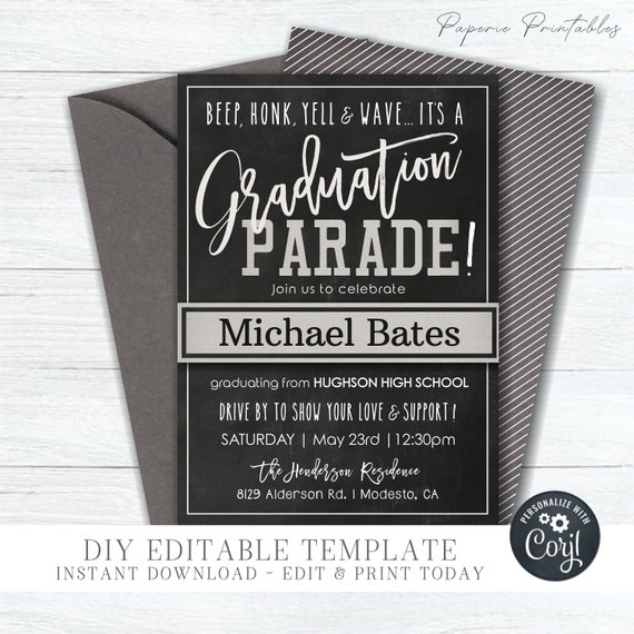EDITABLE Graduation Parade Invitation Drive by Graduation | Etsy