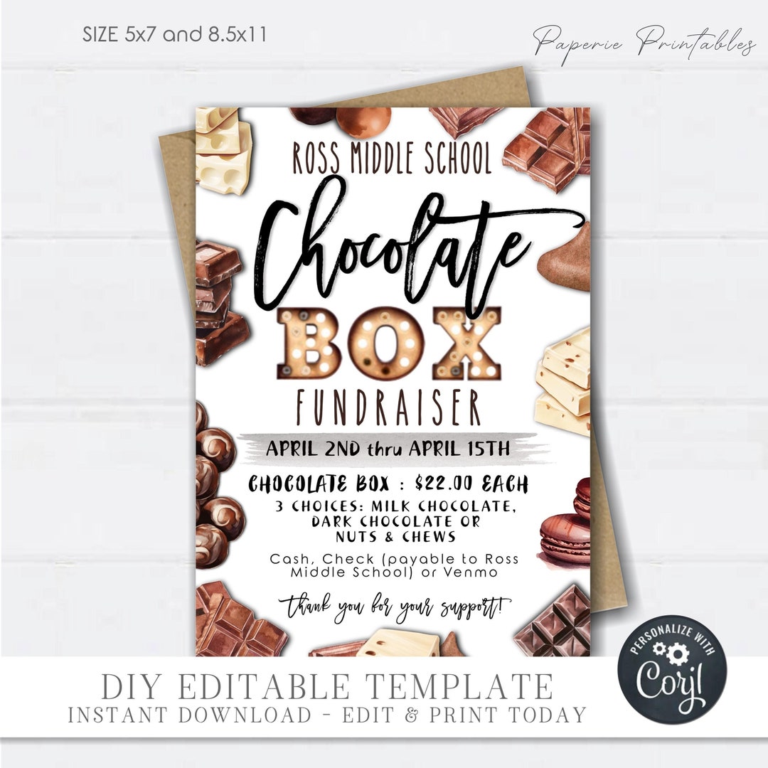 EDITABLE Chocolate Bar Fundraiser Flyer, Chocolate Bar Flyer ...