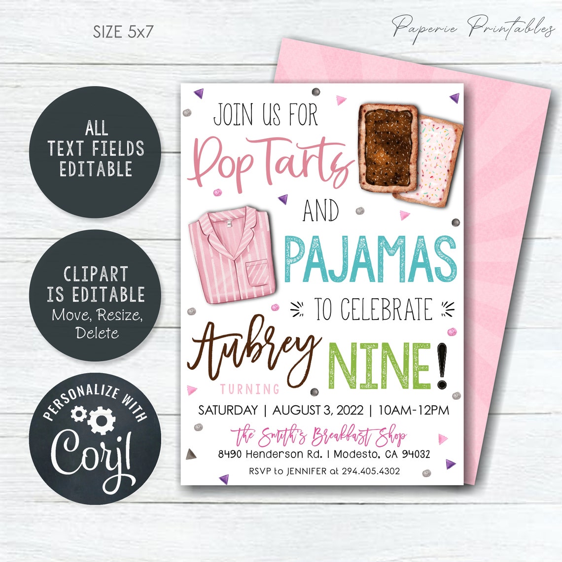 EDITABLE Pajama Birthday Invitation Pajamas and Toaster - Etsy