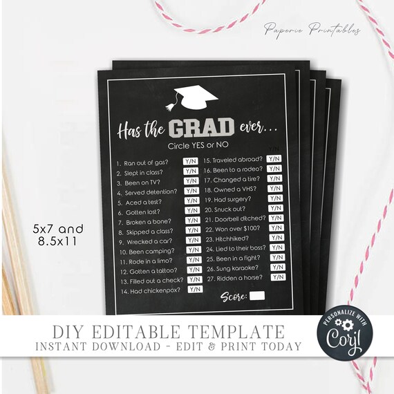 Editable Has the Grad Ever Graduation Party Game Graduation | Etsy