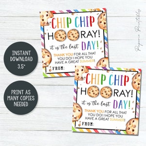Editable Teacher Appreciation Gift Tag: Chip Chip Hooray (digital ...