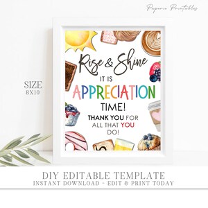 Editable Rise & Shine Teacher Appreciation Sign (digital Download) # ...