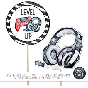 EDITABLE Gaming Party Decorations, Video Game Birthday Party ...