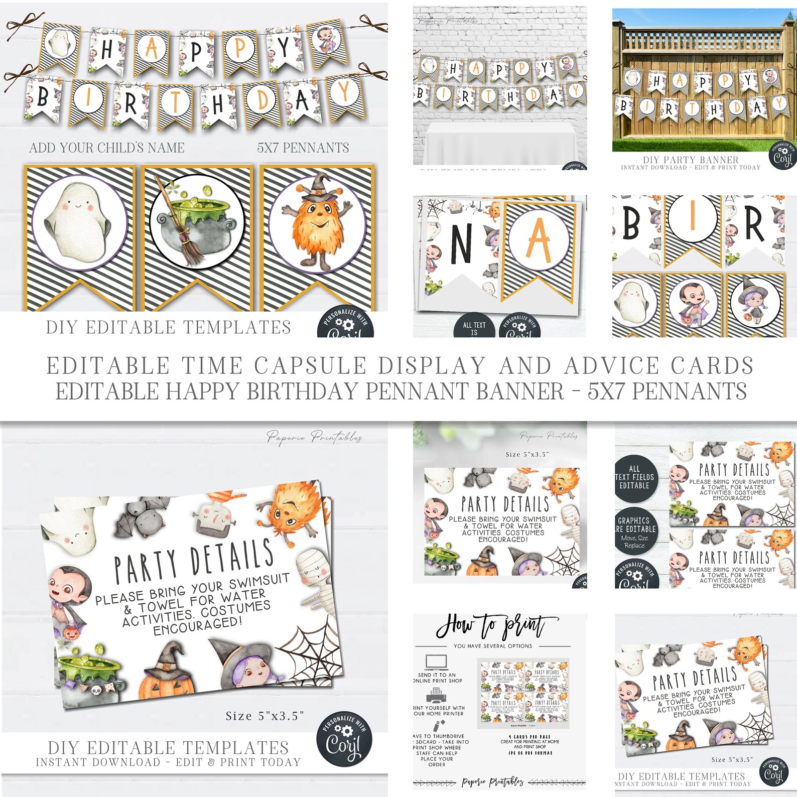 EDITABLE Halloween Birthday Party Bundle Halloween Party - Etsy