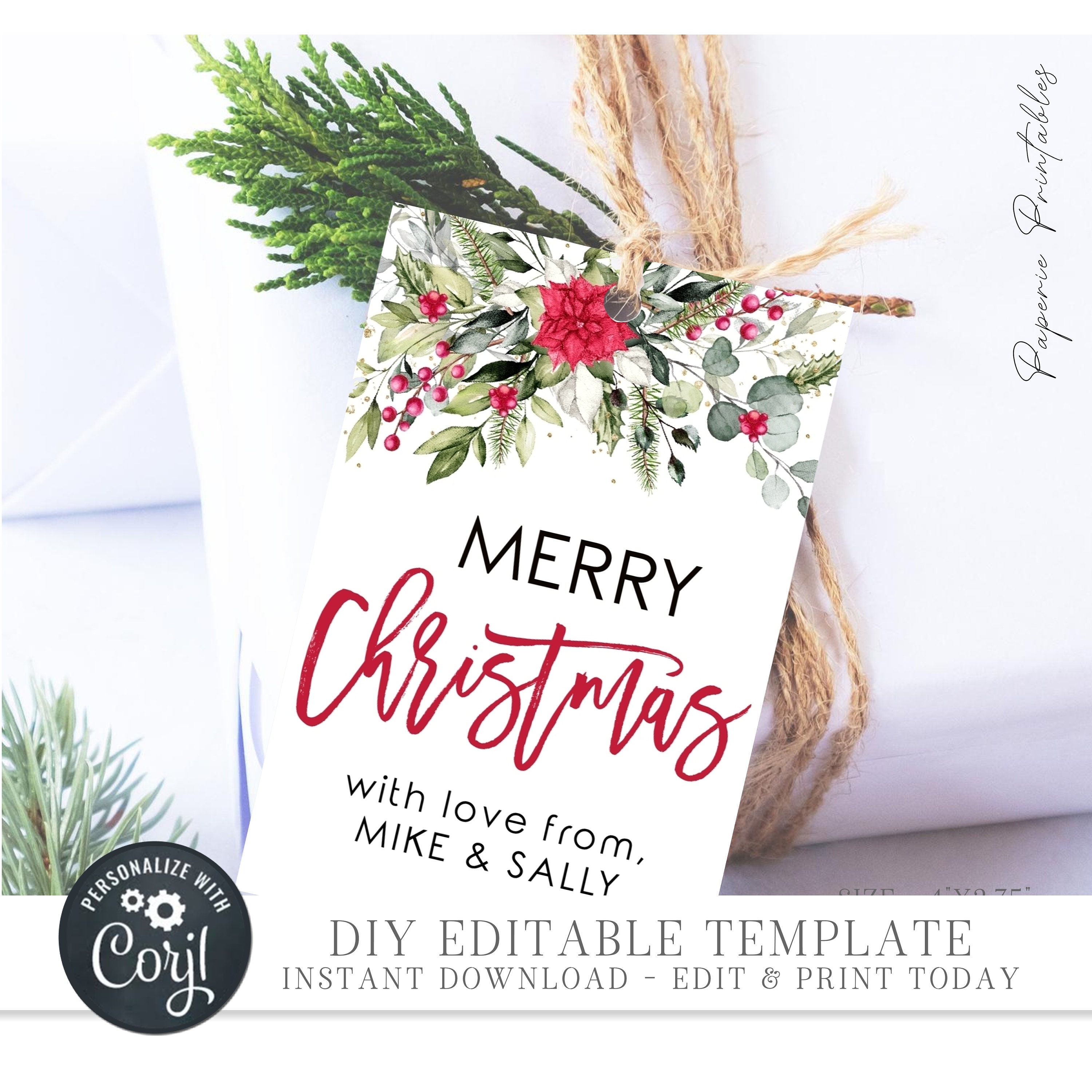 Editable Merry Christmas Tag, Merry Christmas Gift Tag, Christmas Gift ...