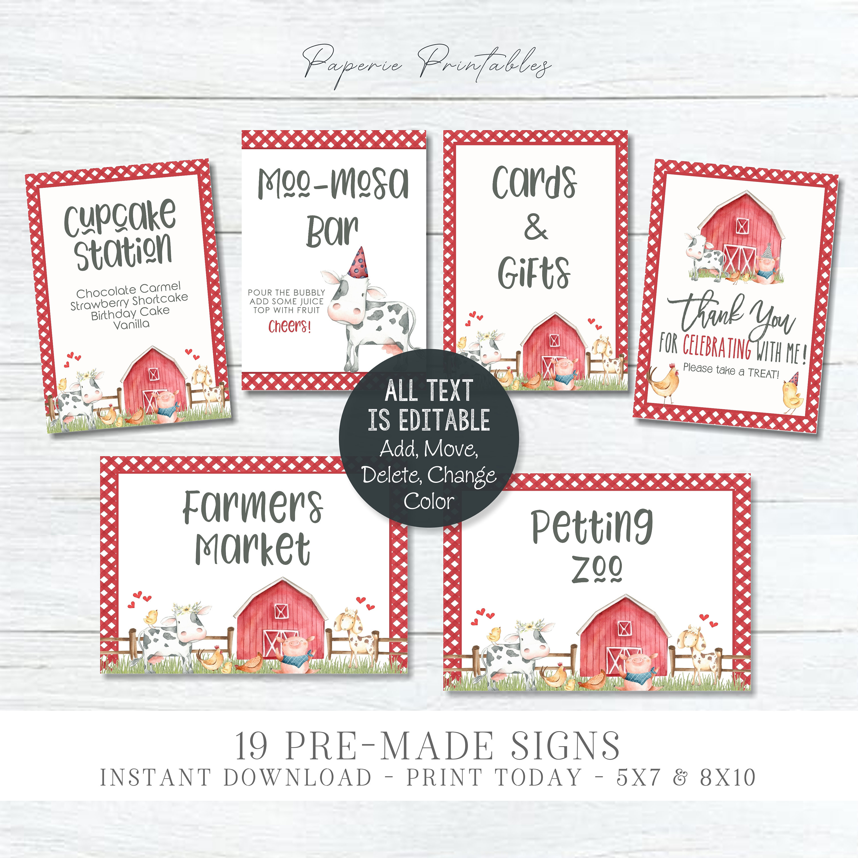 EDITABLE Farm Party Signs DIY Barnyard Party Signs Grazing - Etsy