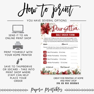 EDITABLE Poinsettia Sale Order Form, Christmas Flower Sale Order Form ...