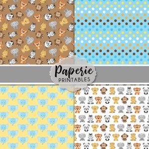 Baby Zoo Animals Digital Paper - 8.5"x11" Digital Scrapbooking Paper ...
