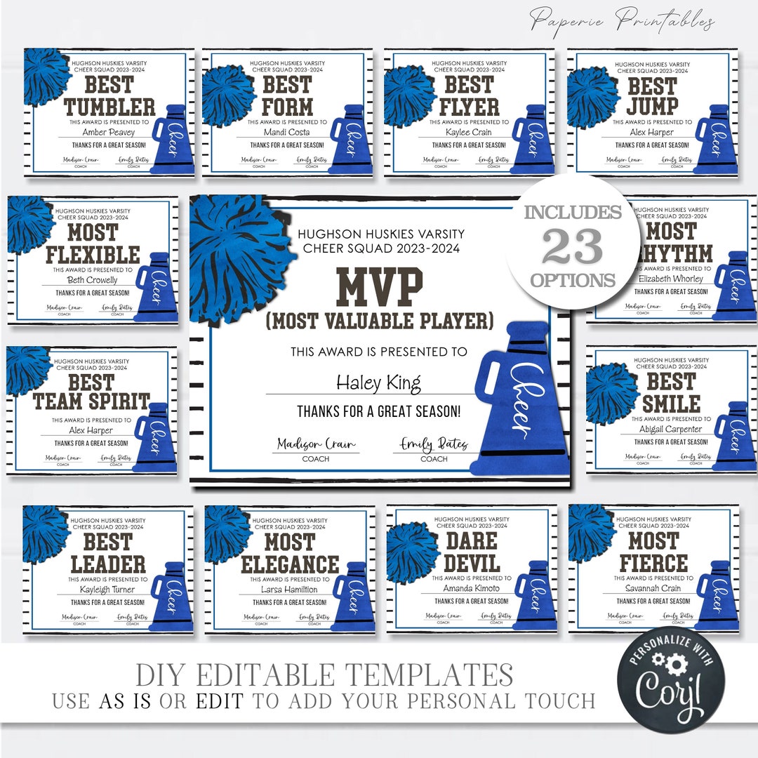 Editable Cheerleading Awards: End of Season Team Certificate (DIY W ...