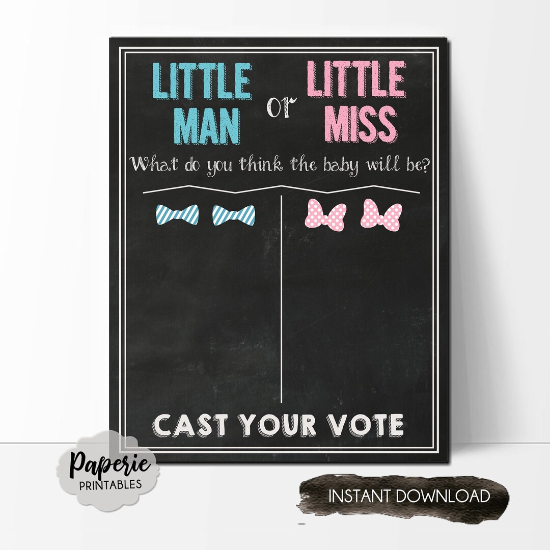 Gender Reveal Party Sign: Little Man or Miss Voting (digital Download ...